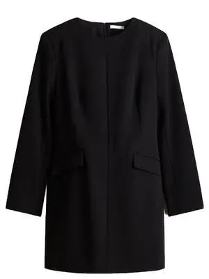 H&m Fitted Twill Short Dress Black
