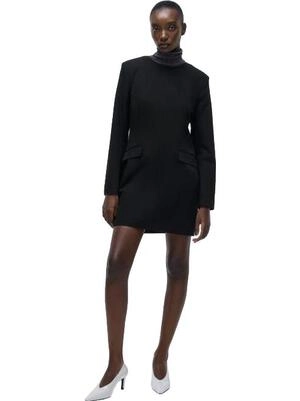 H&M Fitted Twill Short Dress - Black