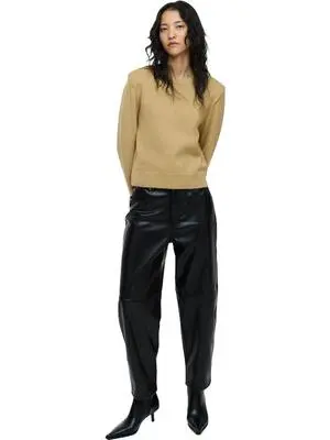 H&M Shoulder-pad Fine Knit Sweater - Beige