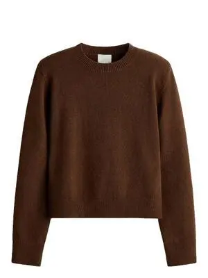 H&m Fine Knit Shoulder-pad Jumper - Dark Brown