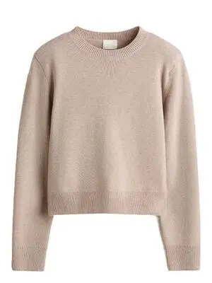 H&m Fine Knit Shoulder-pad Jumper - Light Taupe