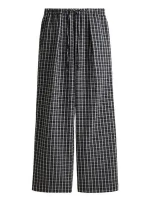 H&m Loose-fit Plaid Pull-on Trousers - Black/checked