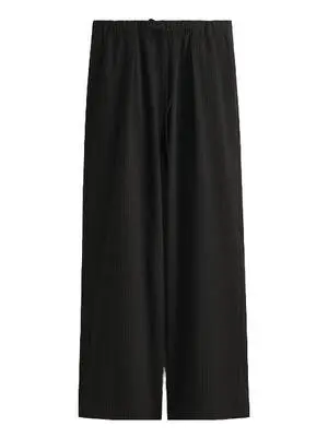 H&m Loose-fit Plaid Pull-on Trousers - Black/pinstriped