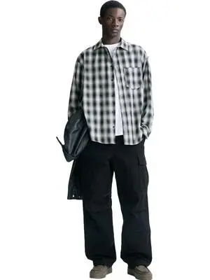H&m Relaxed Fit Shirt - Dark Gray/checked
