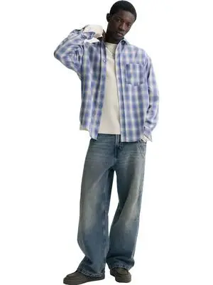 H&m Relaxed Fit Shirt - Light Blue/checked