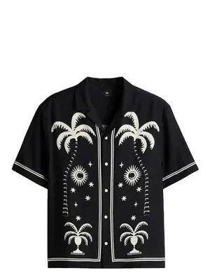 H&m Relaxed Fit Printed Resort Shirt - Black/patterned