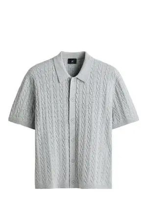 H&m Regular Fit Cable-knit Shirt Gray