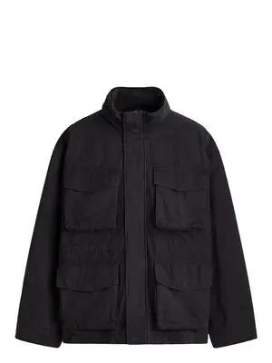 H&m H&M Cargo Jacket With Concealed Hood And Drawstring Waist Black