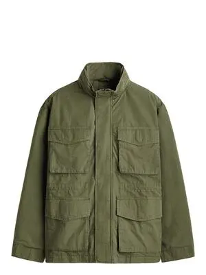 H&m H&M Cargo Jacket With Concealed Hood And Drawstring Waist Khaki Green
