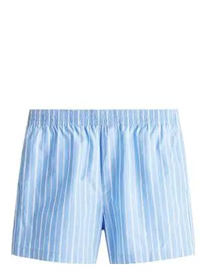 H&m Regular Fit Cotton Stripe Shorts - Light Blue/striped