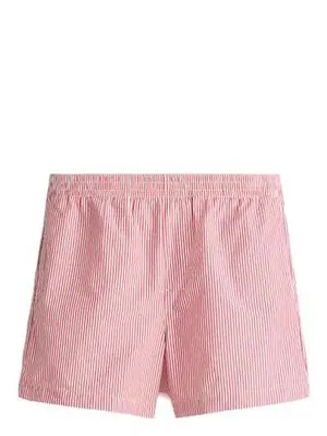 H&m Regular-fit Striped Cotton Shorts - Red/striped