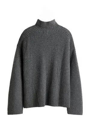 H&m Rib-knit Wool-blend Turtleneck Jumper - Dark Gray