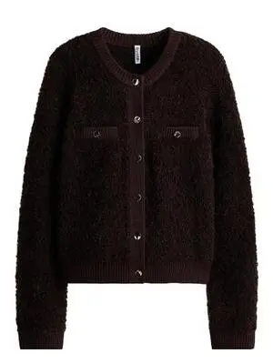 H&m Bouclé Knit Cardigan - Dark Brown