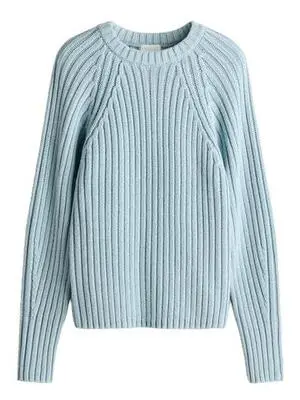 H&m Rib-knit Jumper With Raglan Sleeves - Light Blue