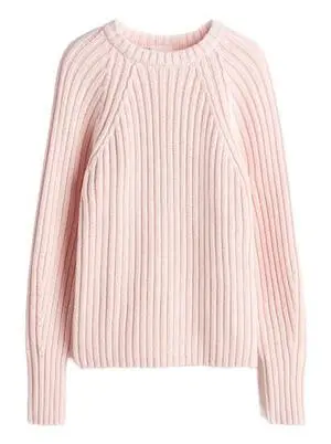 H&m Rib-knit Jumper With Raglan Sleeves - Light Pink
