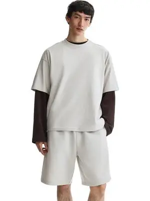 H&m Relaxed Fit Interlock Knee-length Shorts - Light Gray