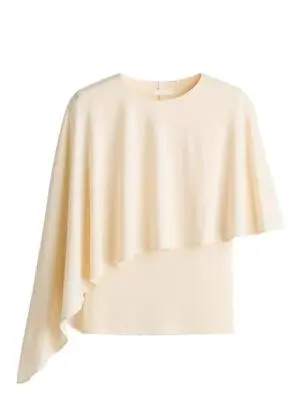 H&m Asymmetrical Cape Detail Jersey Top - Pale Orange