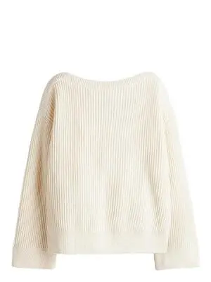 H&m Oversized Wool-Blend Jumper With Boat Neckline Cream