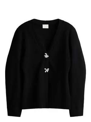 H&m Knitted V-neck Cardigan - Black
