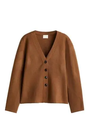 H&m Knitted V-neck Cardigan - Brown