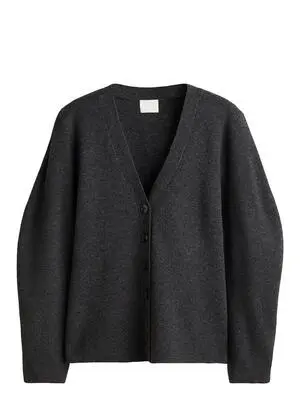 H&m Knitted V-neck Cardigan - Dark Gray Melange