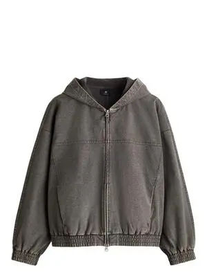 H&m Hooded Jacket With Zip Closure And Elasticated Cuffs - Dark Gray