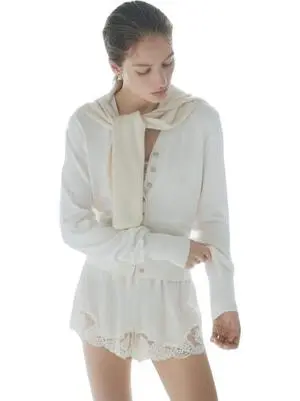H&m Fine-Knit V-Neck Cardigan White