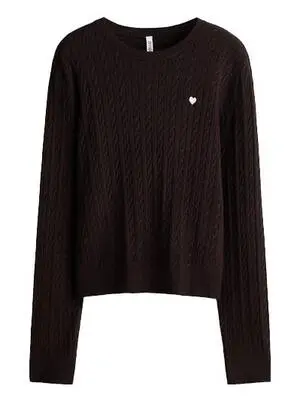 H&m Cable-knit Jumper - Dark Brown