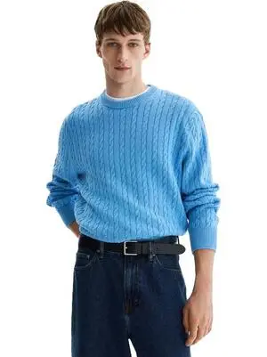 H&m H&M Regular Fit Cable-Knit Jumper Light Blue