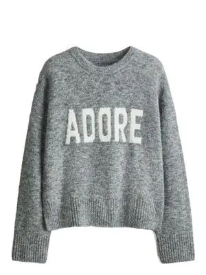 H&m Jacquard-motif Wool Blend Jumper - Gray Melange/adore