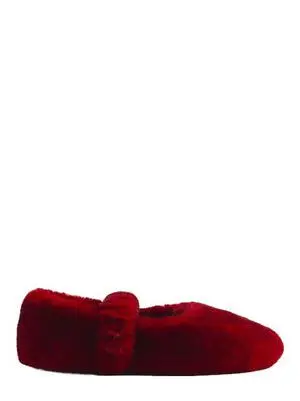 H&m H&M Fluffy Slippers With Elasticated Strap Dark Red