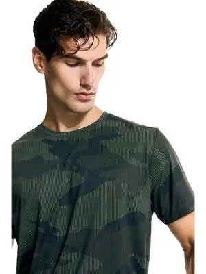 H&m Drymove™ Mesh Sports T-shirt - Dark Green/patterned