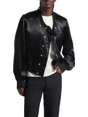 JKEEFER Hampton Satin Varsity Jacket - Black