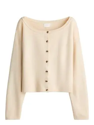 H&M Off-the-Shoulder Ribbed Knit Cardigan
