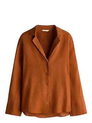 H&M H&M Oversized Linen Resort Collar Shirt