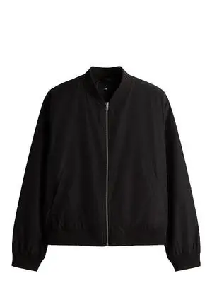H&m Lightweight Bomber Jacket With Stand Collar - Black