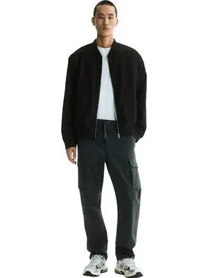 H&M Lightweight Bomber Jacket With Stand Collar - Black