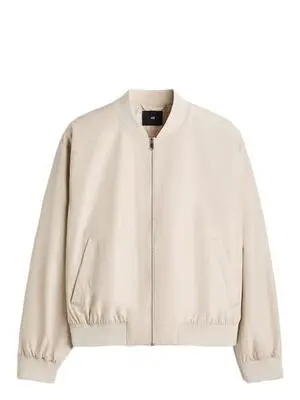 H&m Lightweight Bomber Jacket With Stand Collar - Light Beige