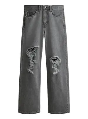 H&m Loose Fit Jeans With Dropped Crotch - Vintage Gray