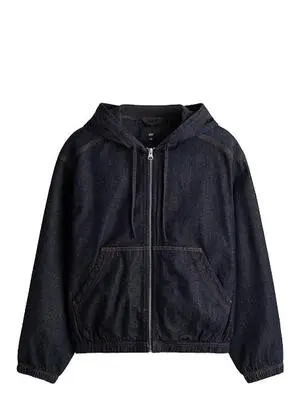 H&m Hooded Workwear Jacket - Dark Denim Blue