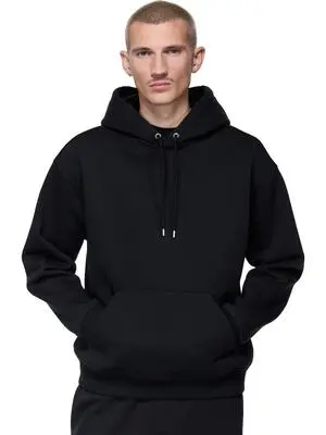 H&m Relaxed Fit Cotton Blend Hoodie With Drawstring Hood - Black