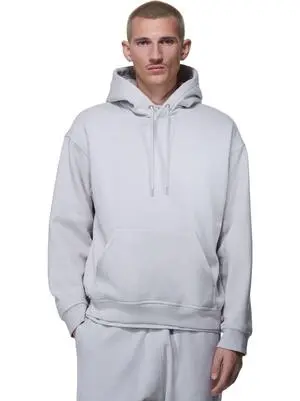 H&m Relaxed Fit Cotton Blend Hoodie With Drawstring Hood - Light Gray