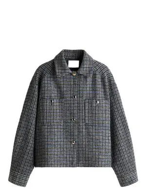 H&m Oversized Checkered Jacket - Gray/checked