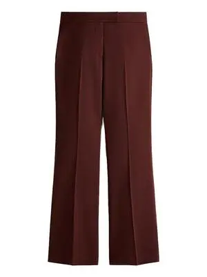 H&m Flared Trousers With Extended Waistband - Dark Rust Brown