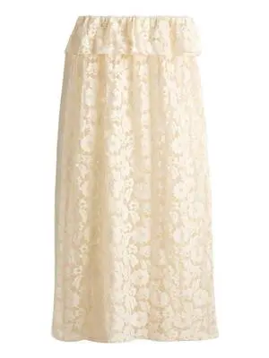 H&m Lace Midi Skirt - Light Beige