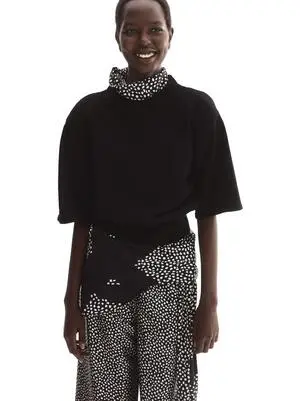 H&m Knitted Top With Dropped Shoulders - Black