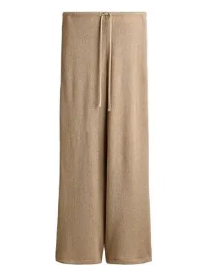 H&m Knitted Wide-leg Trousers - Beige