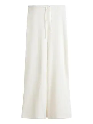H&m Knitted Wide-leg Trousers - Cream