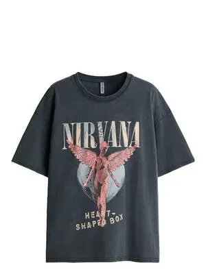 H&m H&M Oversized Graphic Print T-Shirt Dark Gray/nirvana