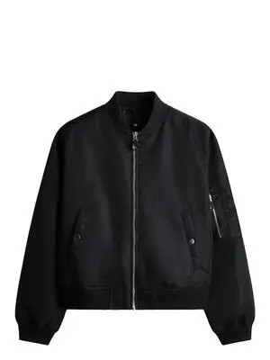 H&m Padded Nylon Bomber Jacket - Black